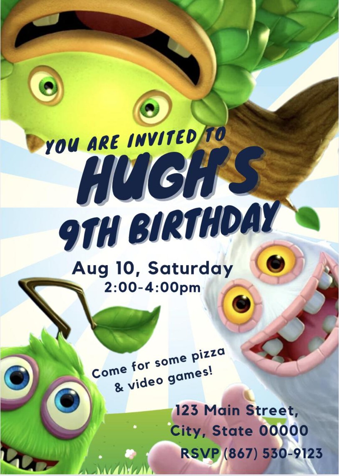 My Singing Monsters Party Invitation Template - Etsy