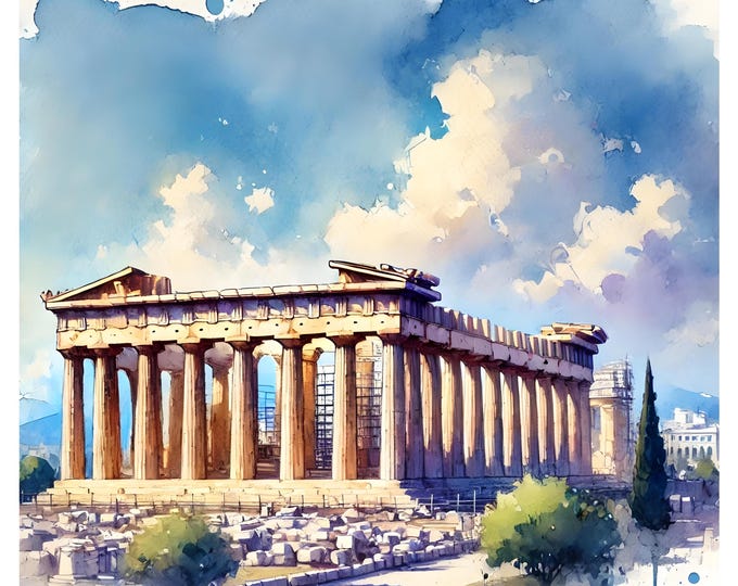 Parthenon Water Color Digital Painting | Beautiful Ancient Greece Art ...