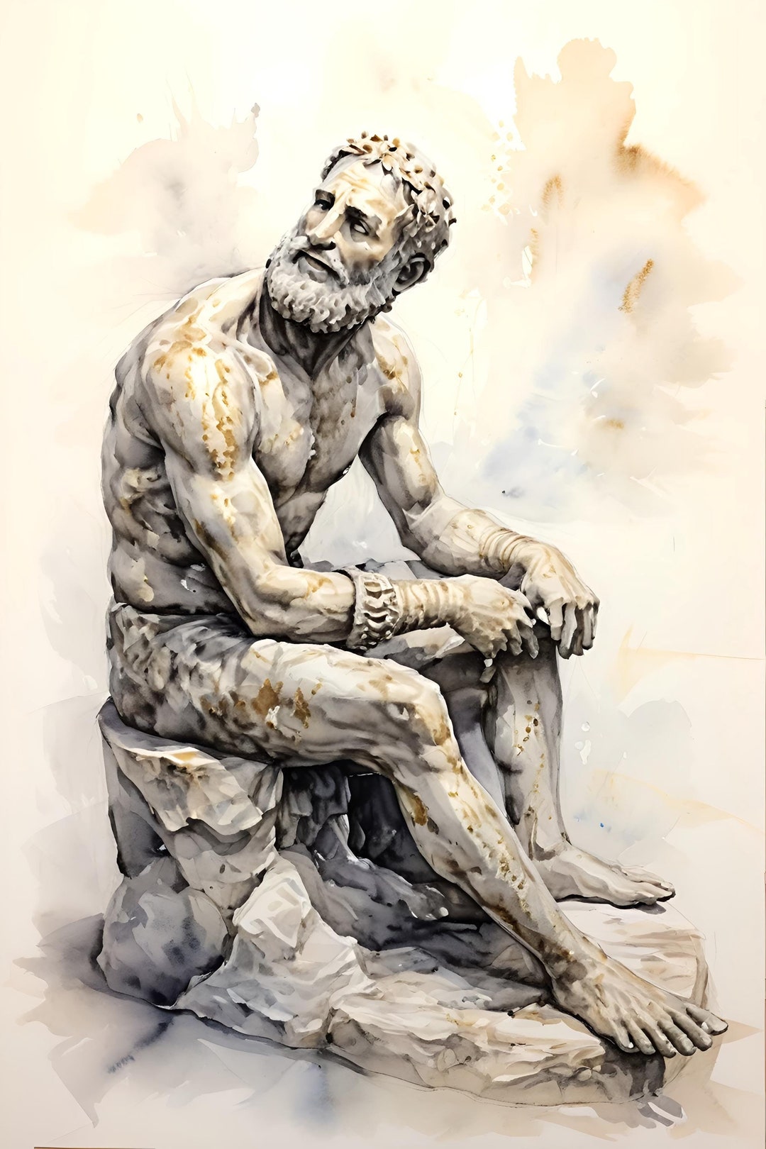 Boxer at Rest Statue Digital Image, Art Print, Vintage Home Decor ...