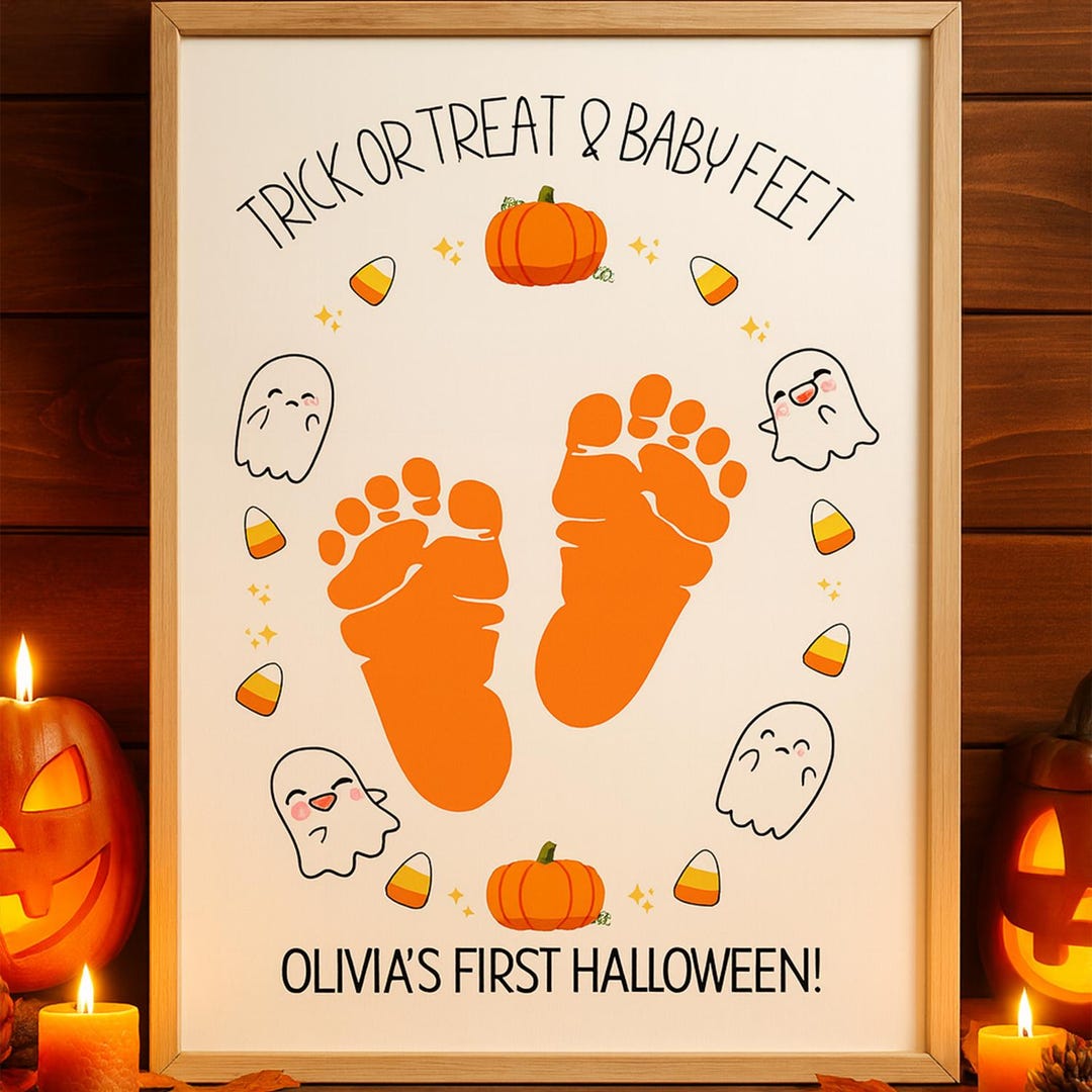 Baby’s First Halloween Keepsake Sign, Footprint and Handprint Art Board ...