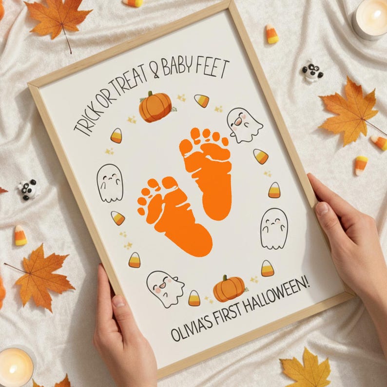 Baby’s First Halloween Keepsake Sign, Footprint and Handprint Art Board ...