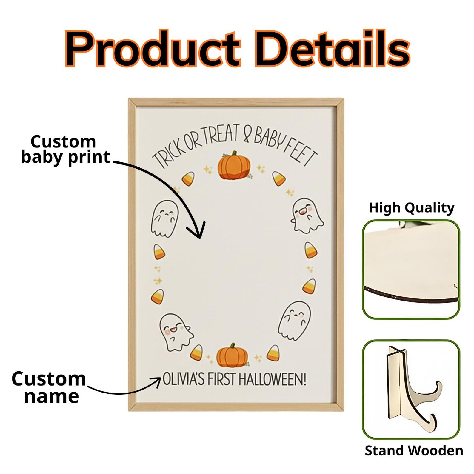 Baby’s First Halloween Keepsake Sign, Footprint and Handprint Art Board ...
