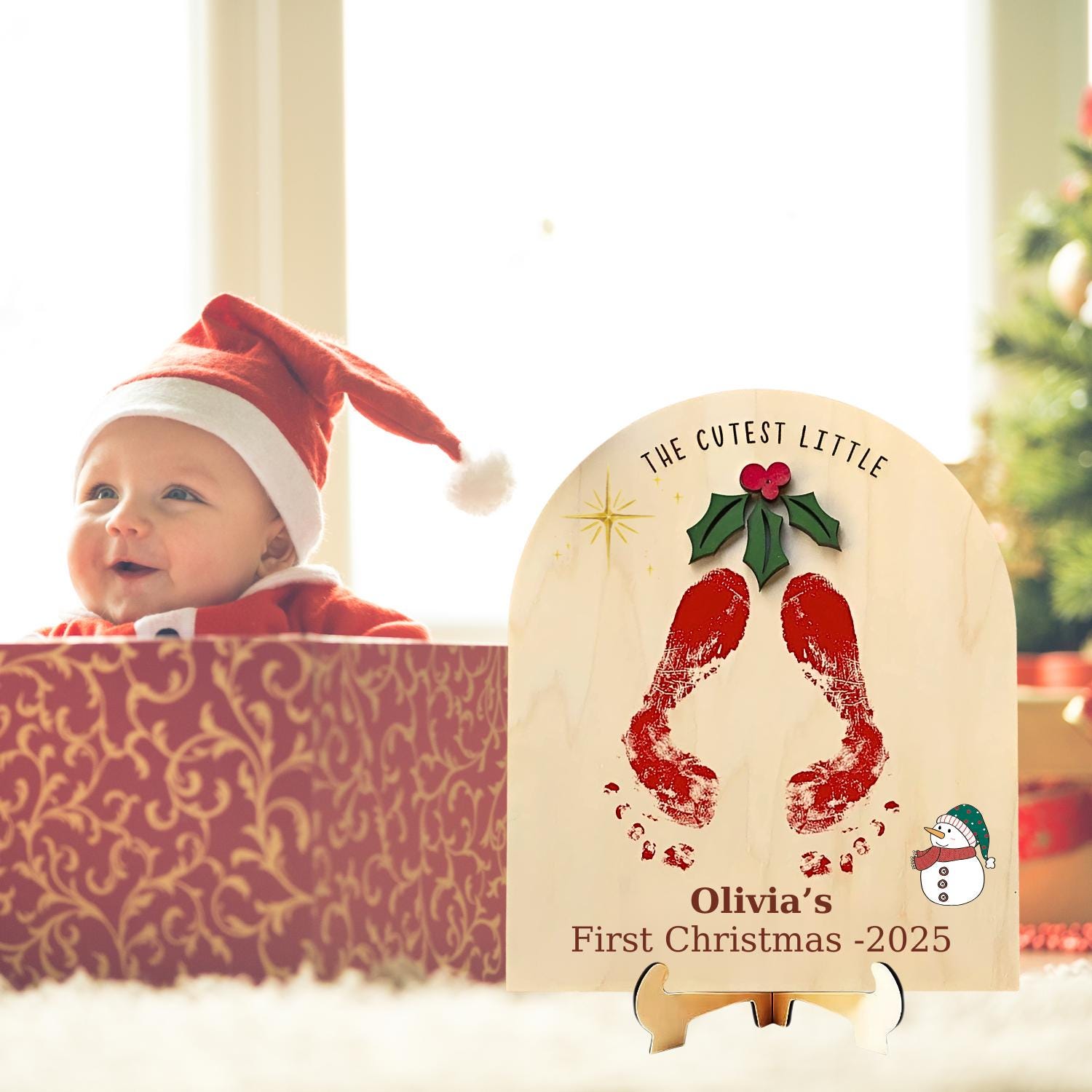 DIY Baby Footprint Christmas Art – Personalized Kids Craft Sign, Custom ...