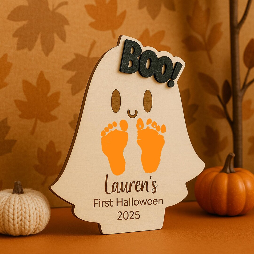 Baby’s First Halloween Footprint Sign, DIY Fall Craft Board My First ...