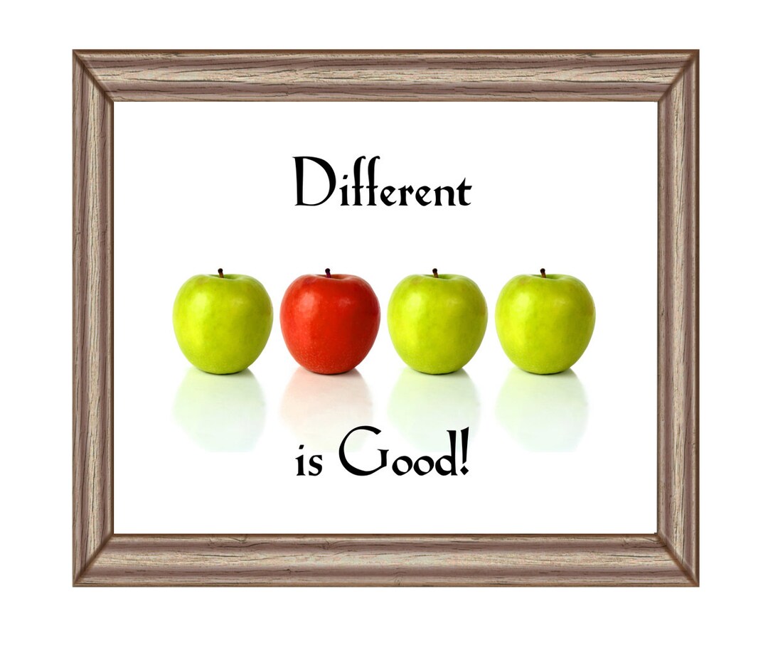 Different is Good Instant Download Art Printable Green Red Apples Dorm ...