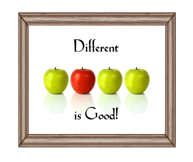 Different is Good Instant Download Art Printable Green Red Apples Dorm ...
