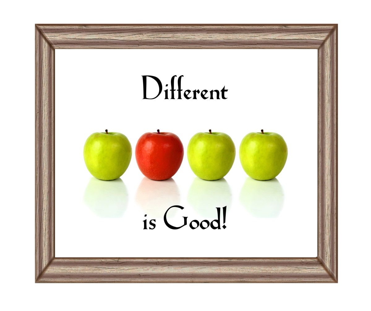 Different is Good Instant Download Art Printable Green Red Apples Dorm ...