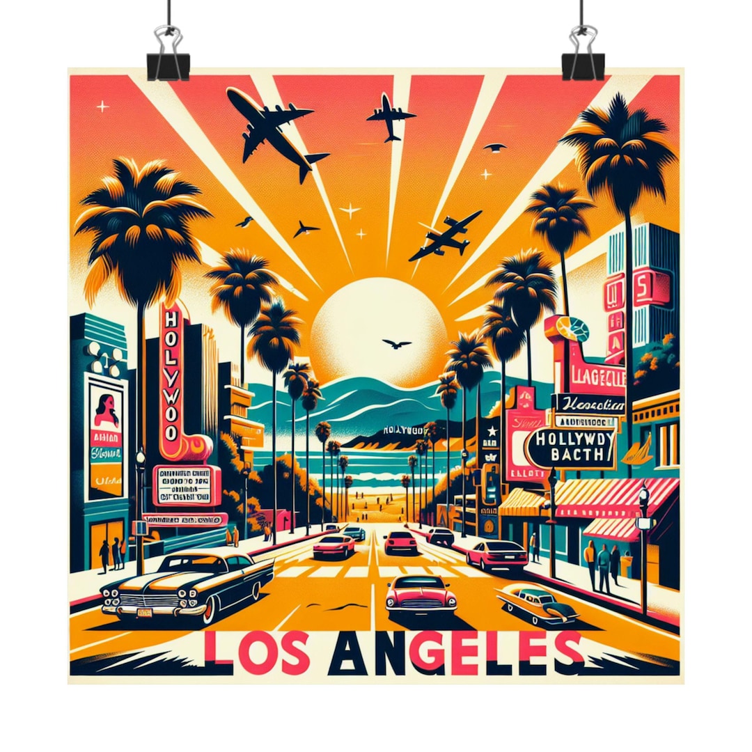 Los Angeles Travel Poster Matte Vertical Posters, AI Generated Wall Art ...