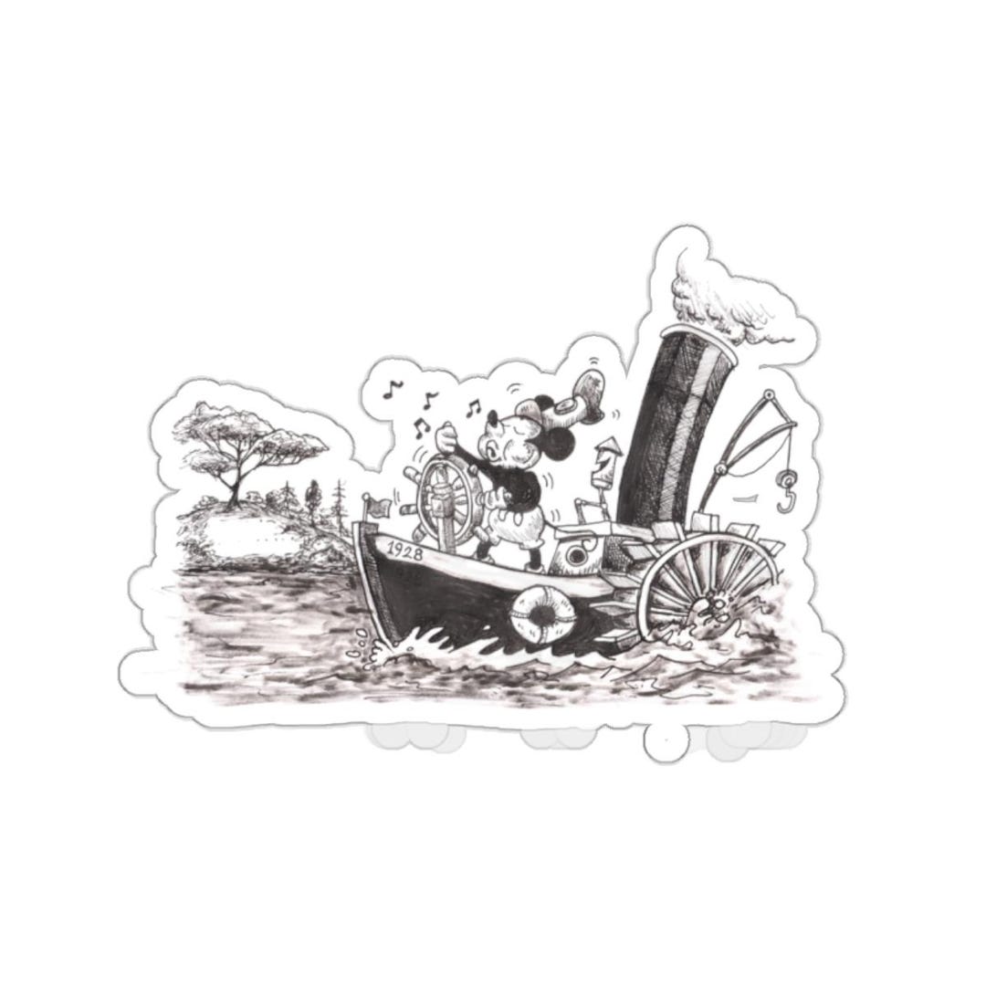 Vintage Mickey Steamboat Willie Sticker, Classic Disney Retro Decal ...