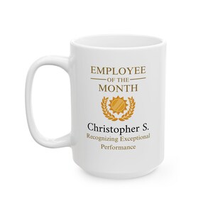 Employee of the Month Personalized Ceramic Mug, Personalized Coffee Cup ...