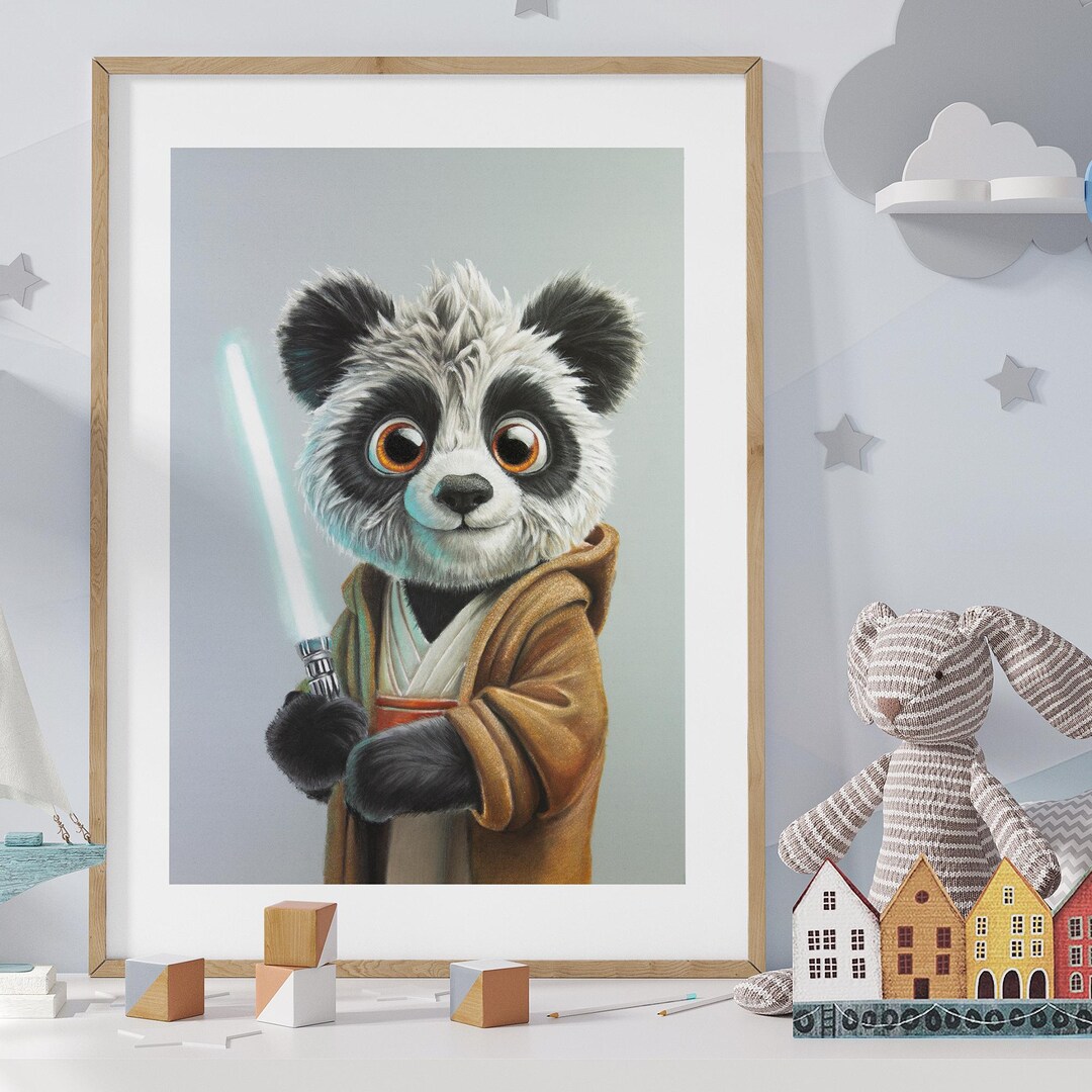 Jedi Panda Pastel & Colored Pencil Art PRINT - Etsy