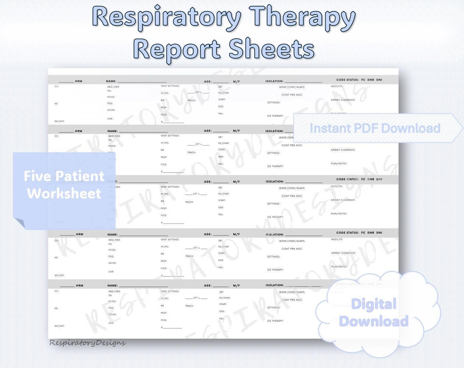 Respiratory Therapy Report Sheet - Etsy