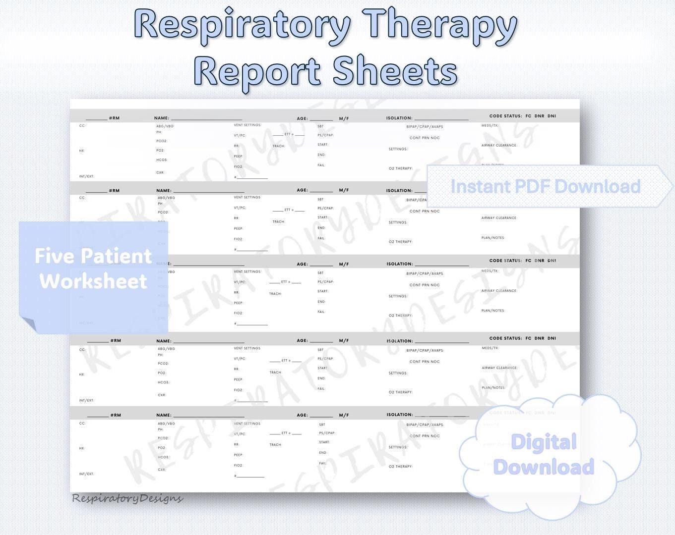 Respiratory Therapy Report Sheet - Etsy
