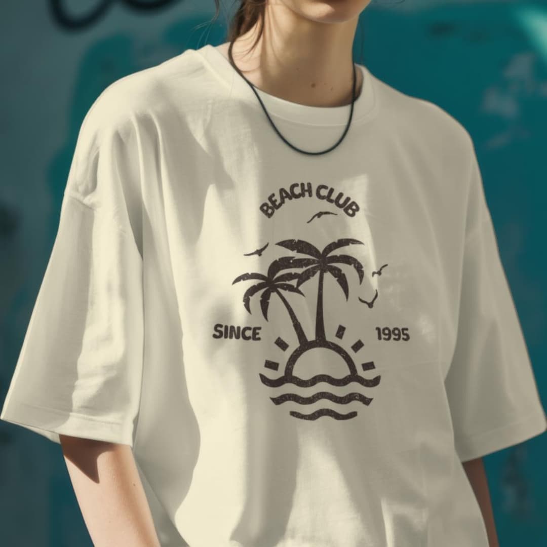 Beach Club Customizable Graphic T-shirt, Unisex Heavy Cotton Tee, Year ...
