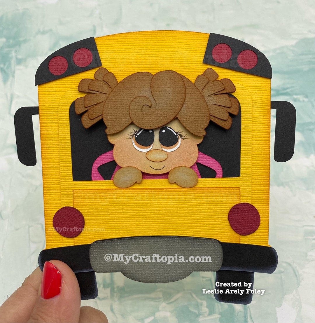 Personalized School Bus Girl Premade Scrapbooking Embellishment Paper ...
