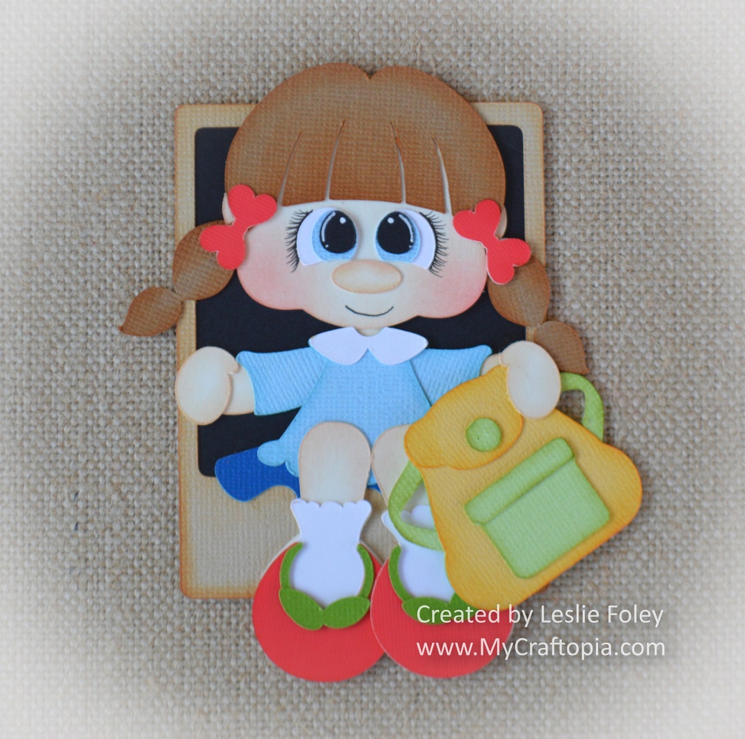 Personalized School Sitting Girl Premade Scrapbooking Embellishment Die ...