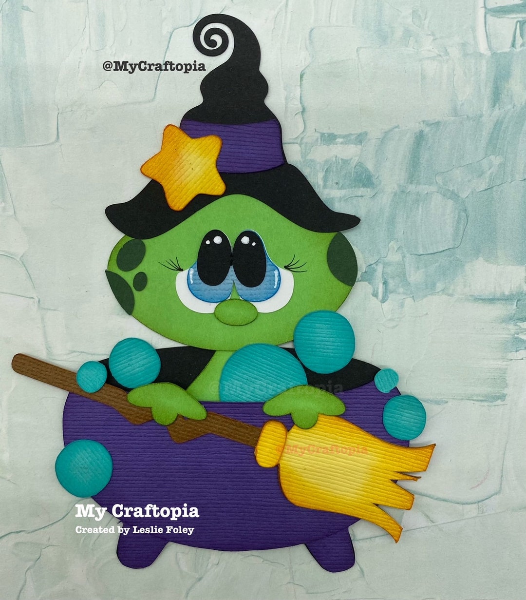 Halloween Frog Witch Premade Scrapbooking Embellishment Die Cut Paper ...