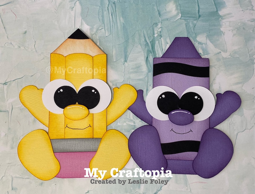 Scrapbook School Supplies Pencil Crayon Premade Embellishment Paper ...