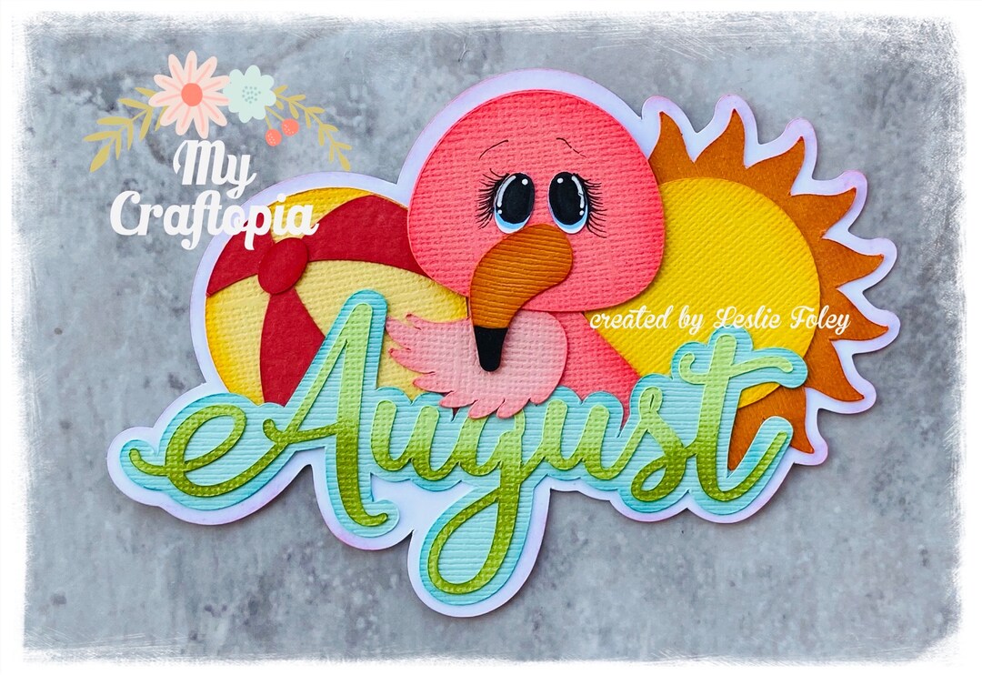 August Title Summer Premade Scrapbooking Embellishment Paper Piecing ...