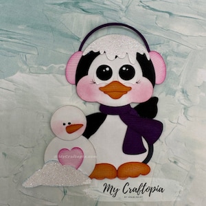 Penguin Snowman Couple Christmas Winter Premade Scrapbooking ...