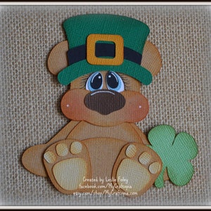 St. Patrick's Day Bear Premade Scrapbooking Embellishment Paper Piecing ...