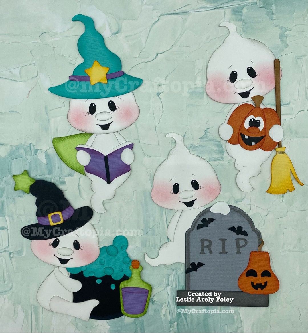 Halloween Ghost Fall Premade Scrapbooking Embellishment Paper Piecing ...