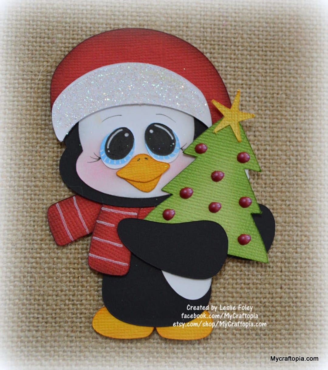 Penguin Tree Christmas Premade Scrapbooking Embellishment Paper Piecing ...