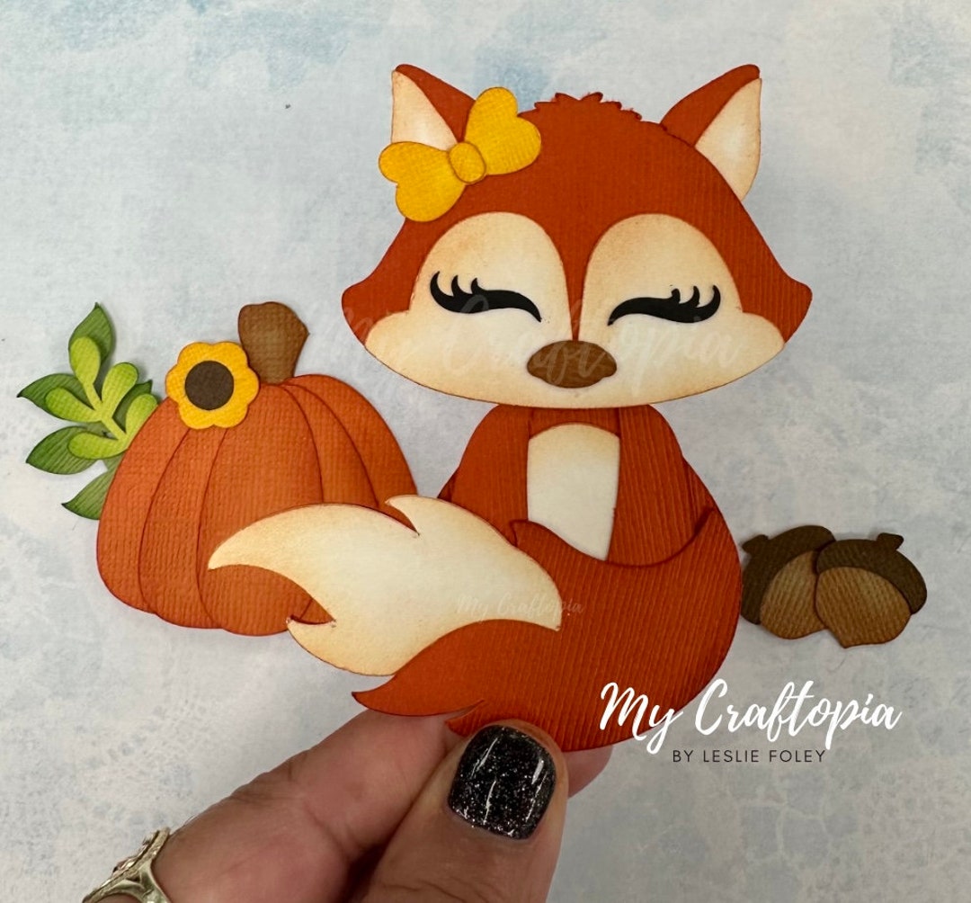 Fall Fox Premade Scrapbooking Embellishment Paper Piecing Die Cut Card ...