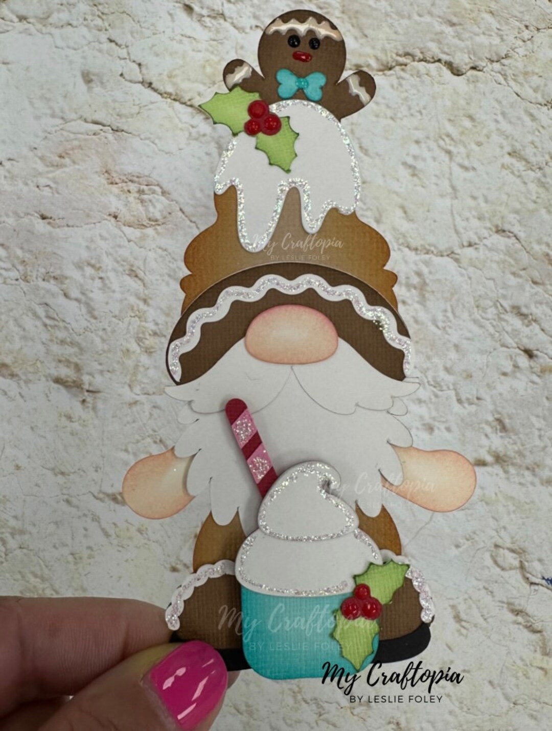 Christmas Gingerbread Gnome Cookie Paper Piecing Premade Scrapbooking ...
