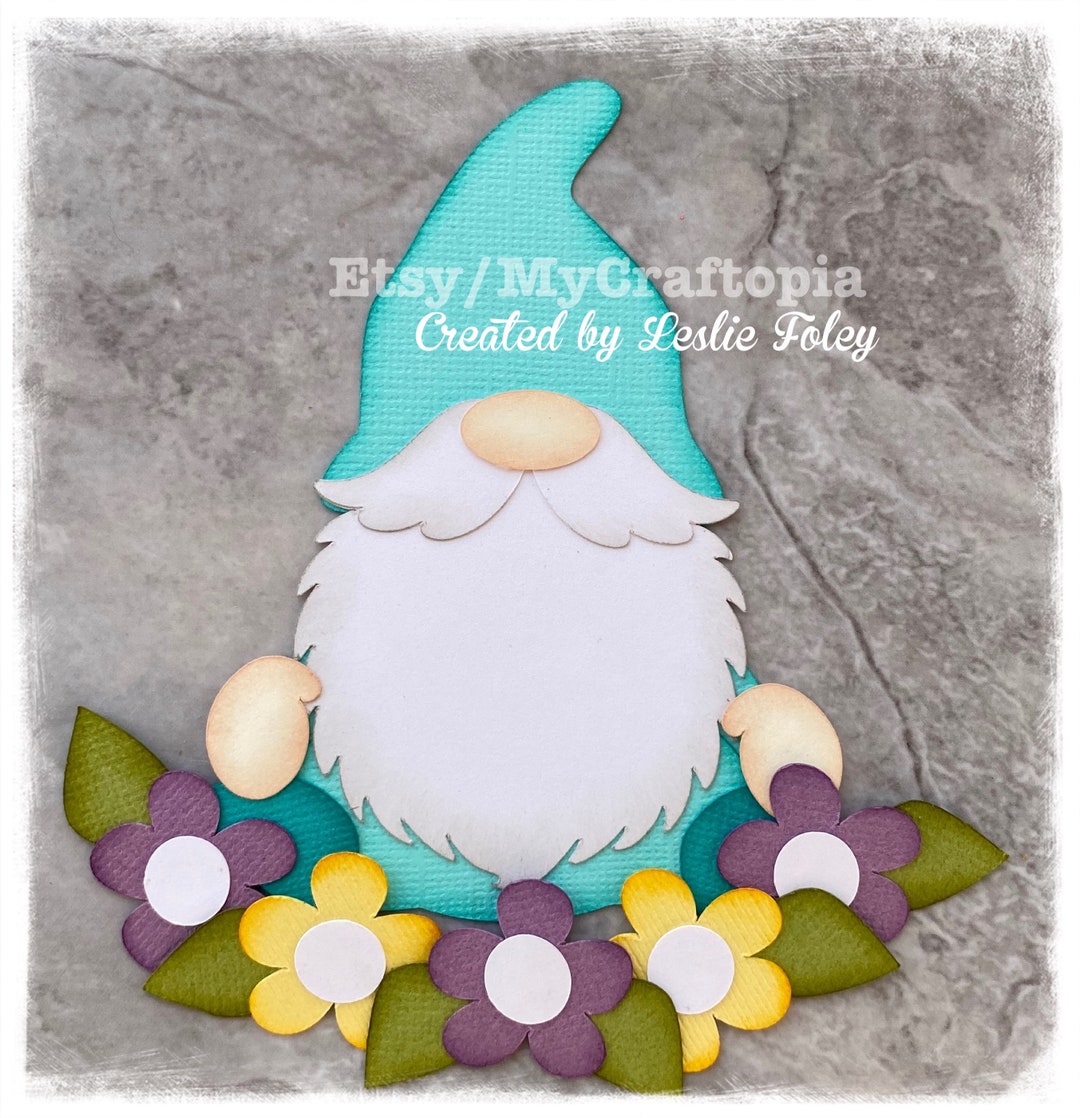 Spring Gnome Flowers Premade Scrapbooking Embellishment Paper Piecing ...