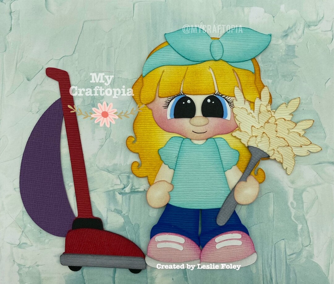 Personalized Spring Cleaning Girl Premade Scrapbooking Embellishment ...