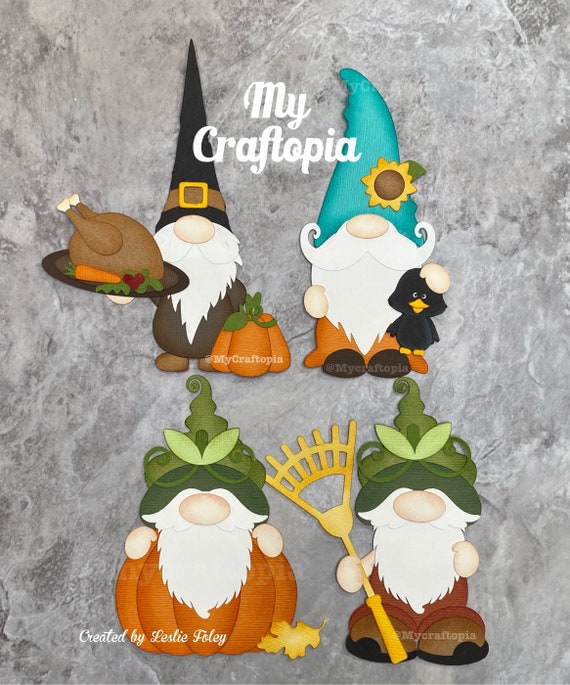 Fall Thankful Gnomes Premade Scrapbooking Embellishment Paper | Etsy