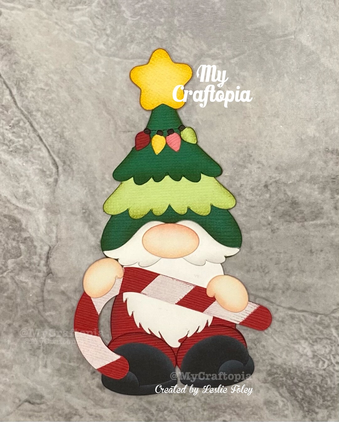 Paper Piecing Christmas Gnome Premade Scrapbooking Embellishment Title ...