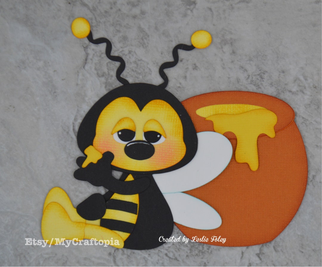 Cute Sitting Bee With Honey Premade Scrapbooking Embellishment Paper ...