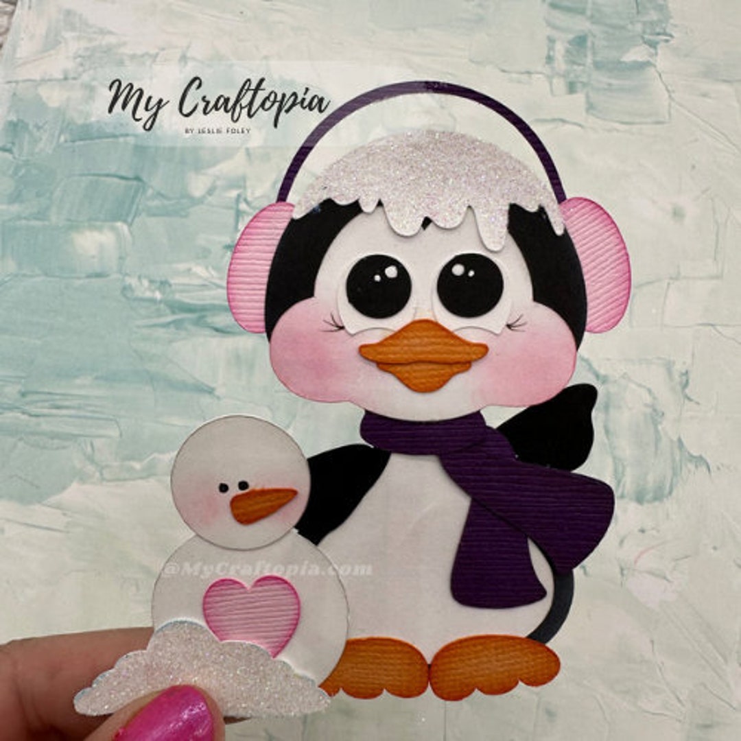 Penguin Snowman Couple Christmas Winter Premade Scrapbooking ...