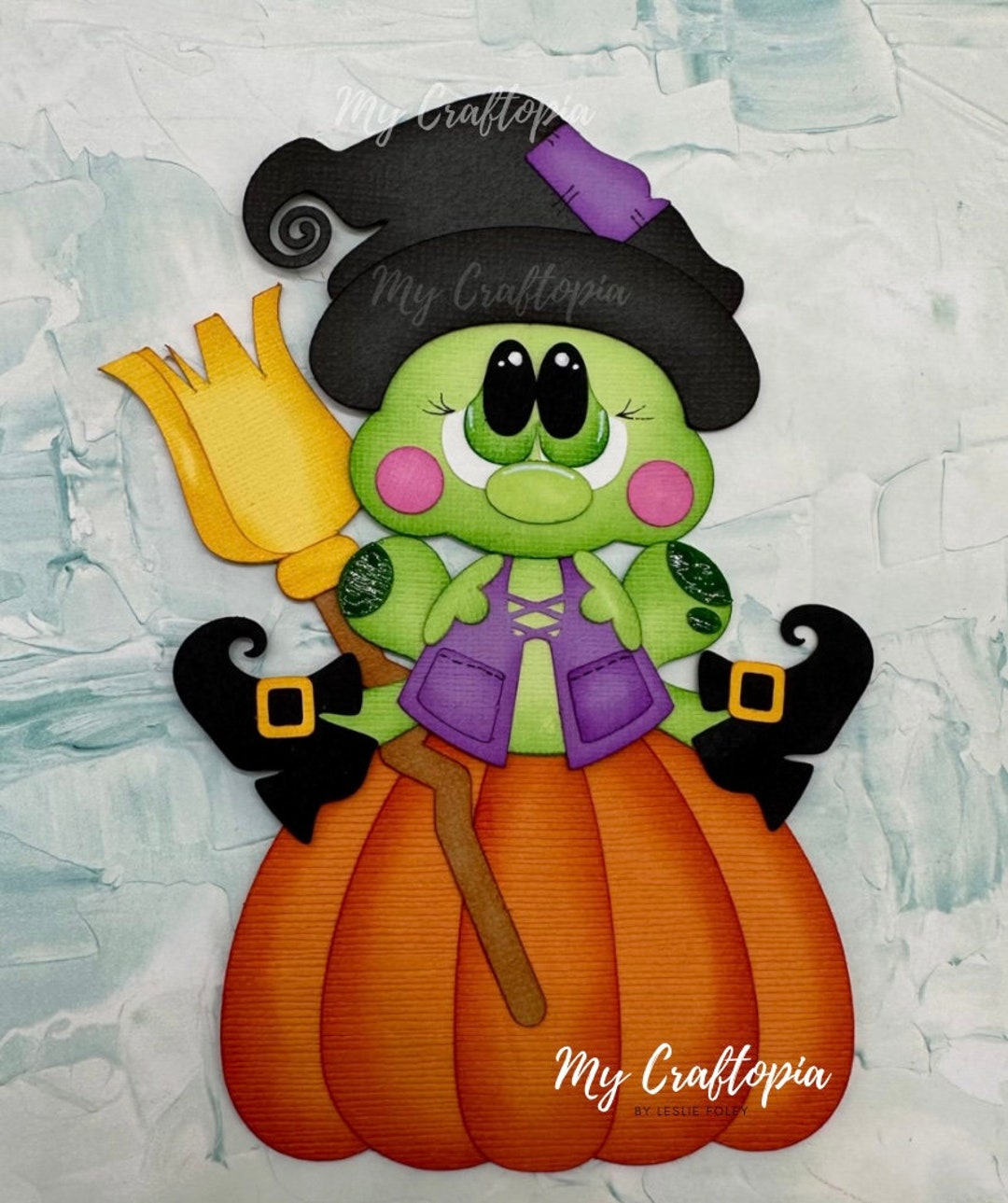Halloween Frog Witch Premade Scrapbooking Embellishment Die Cut Paper ...