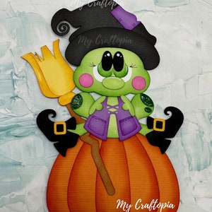 Halloween Frog Witch Premade Scrapbooking Embellishment Die Cut Paper ...