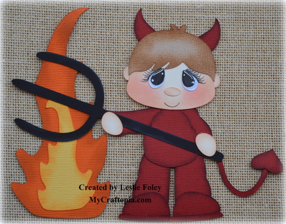 Personalized Devil Boy Premade Halloween Scrapbooking Embellishment ...