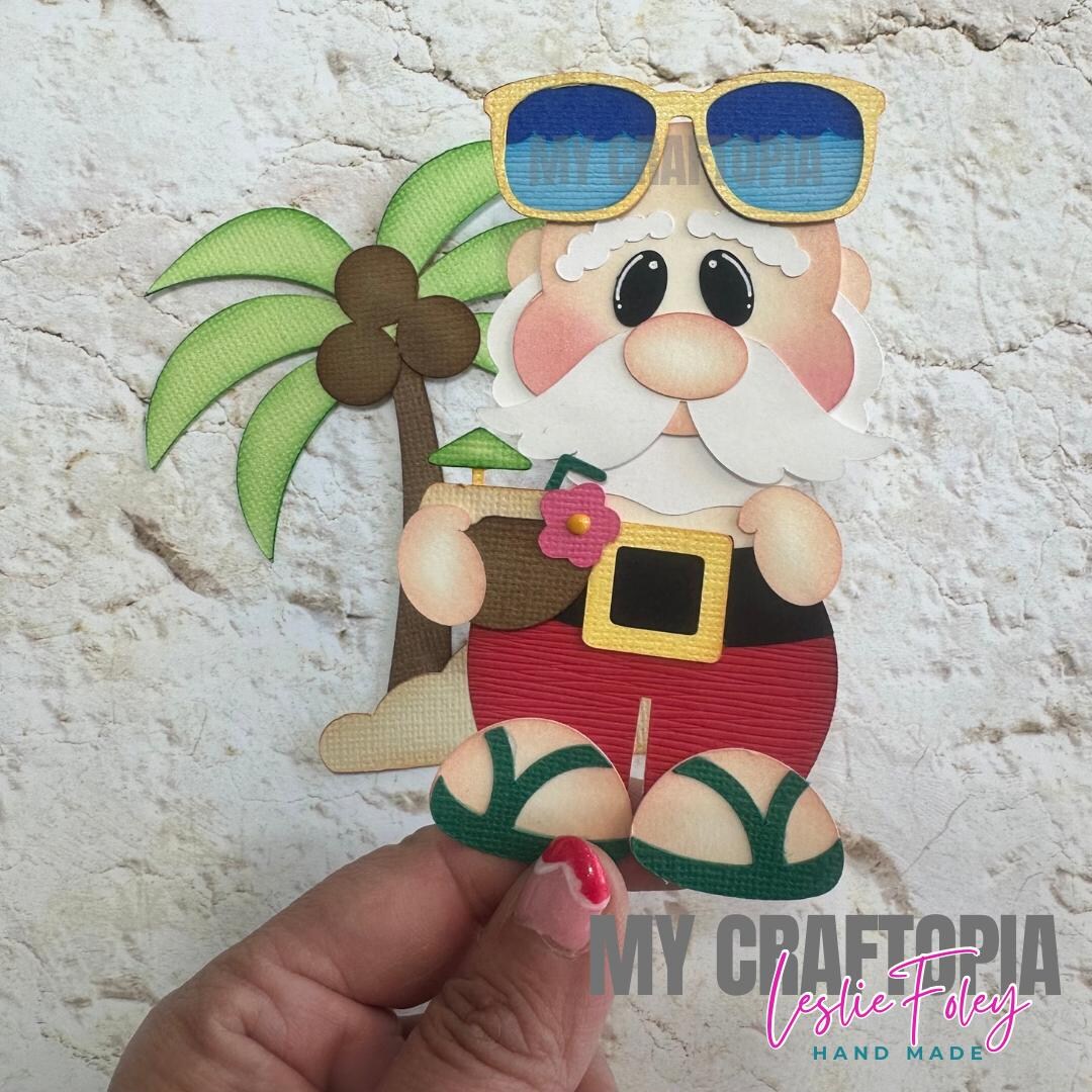 Santa Summer Christmas on the Beach Premade Scrapbooking Embellishment ...