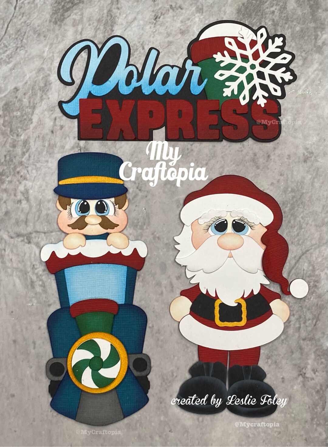 Christmas Polar Express Santa Premade Scrapbooking Embellishment Paper ...