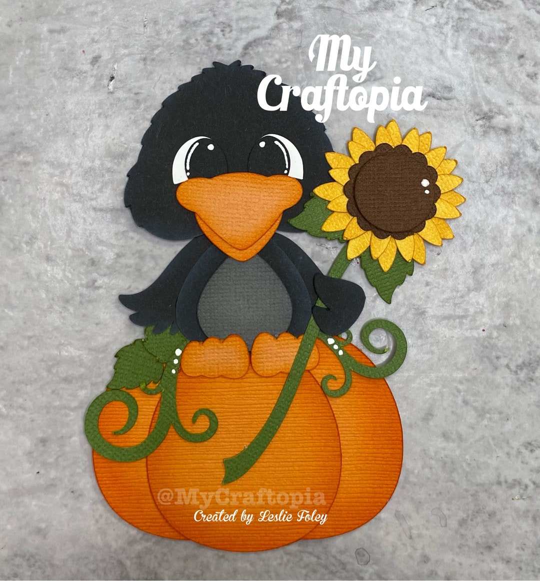 Fall Crow Premade Scrapbooking Embellishment Paper Piecing Die Cut Card ...