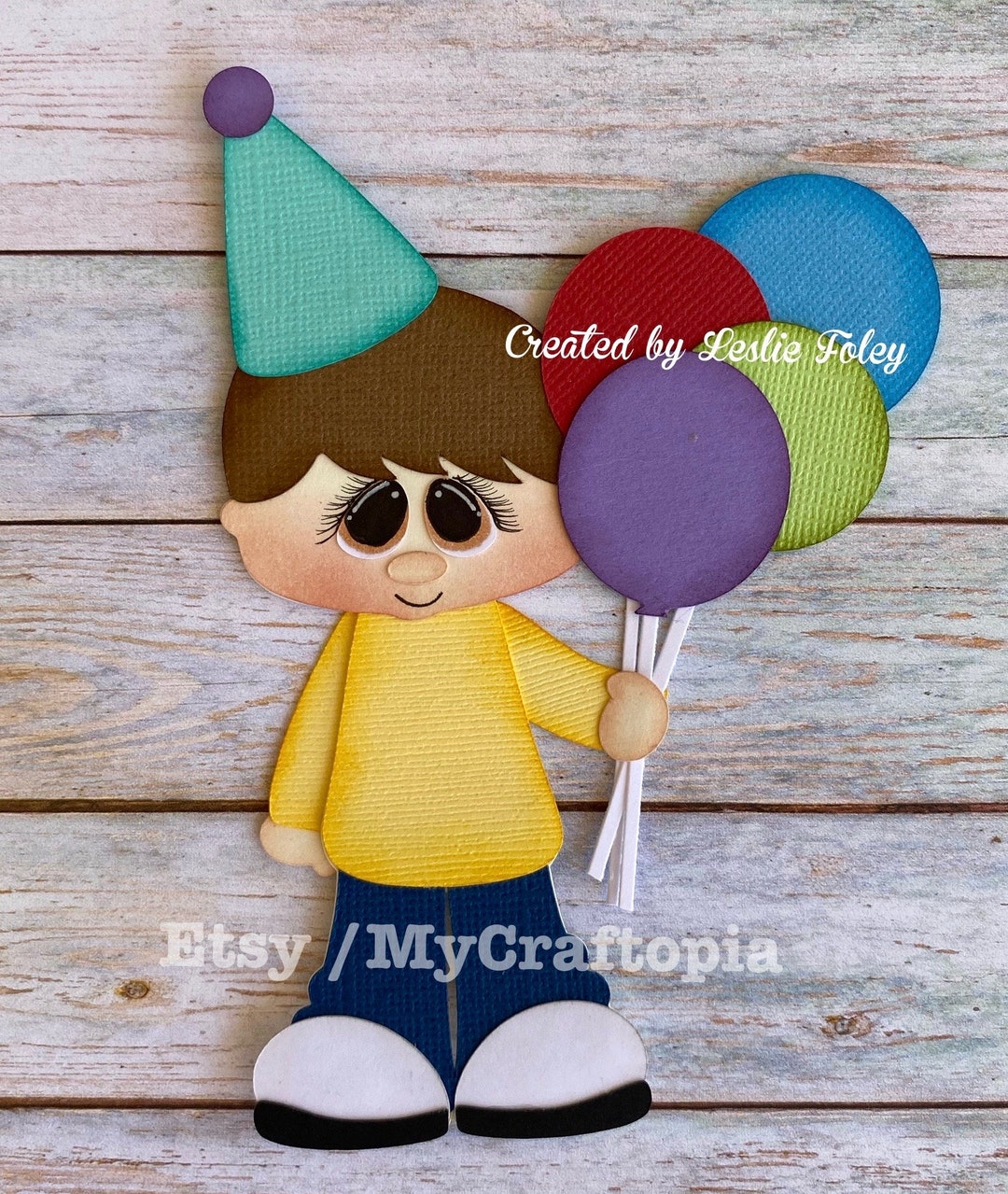 Personalized Boy Birthday Balloons Premade Scrapbooking Embellishment ...
