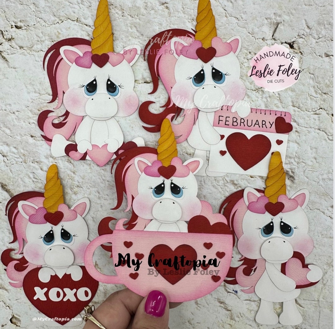 Valentine Love Heart Unicorns Clip Art, Premade ,scrapbooking ...