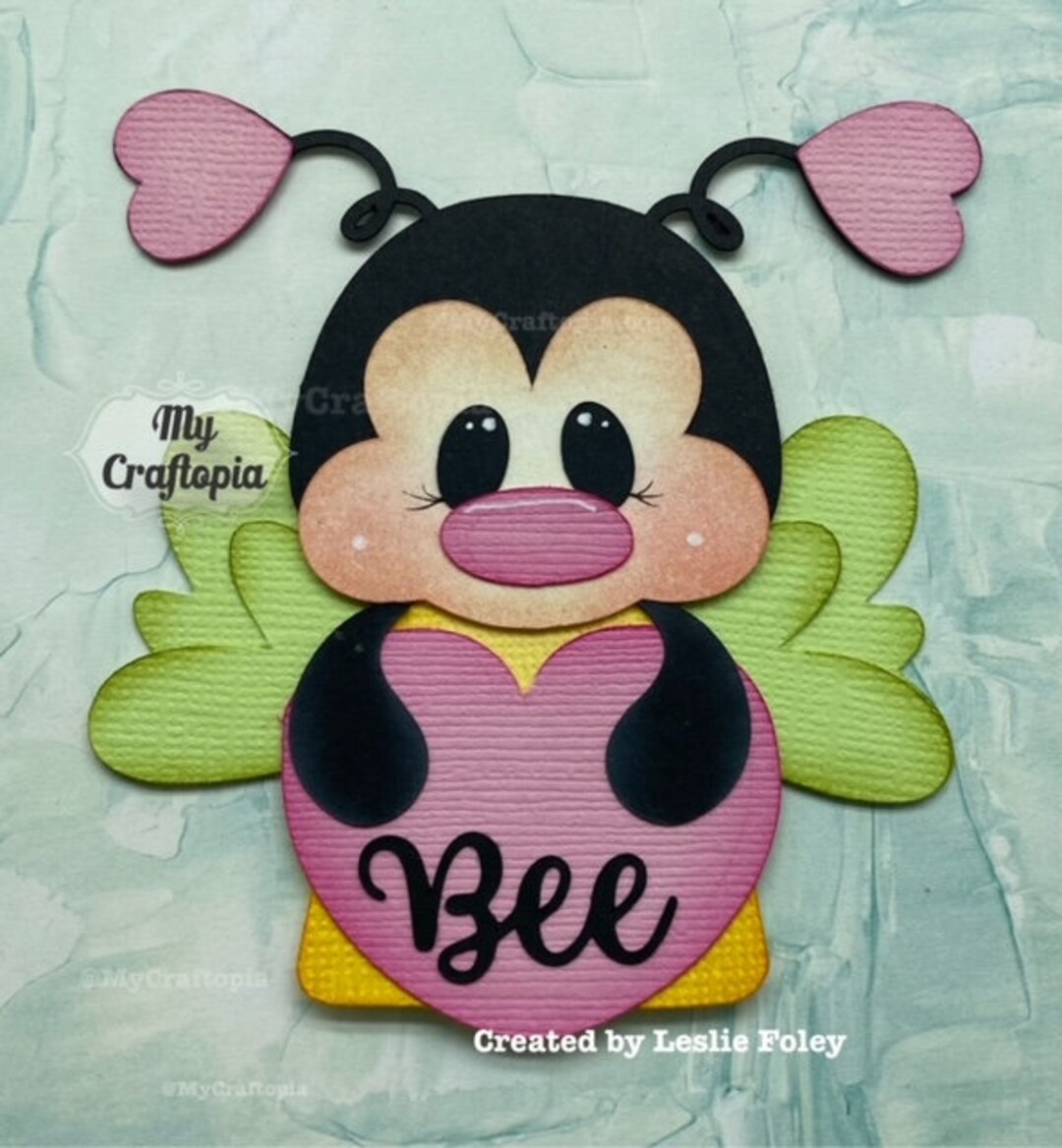 Bee With a Heart Love Valentine's Premade Scrapbooking Embellishment ...