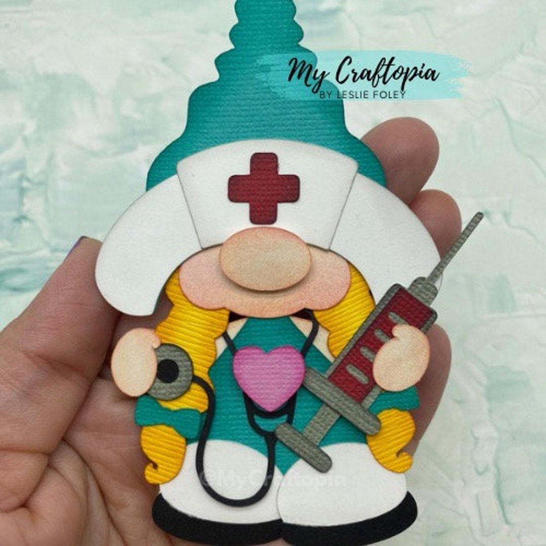 Scrapbook Nurse Gnome Premade Scrapbooking Embellishment Paper Piecing ...