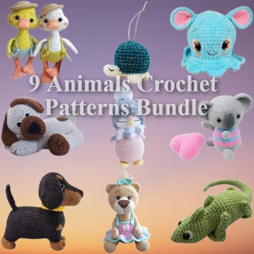 9-in-1 Amigurumi Crochet Pattern Bundle – Cute Plushie & Keychain Set ...