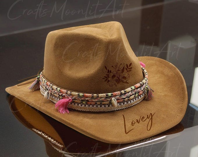 Branded Cowboy Hat, Distressed Cowgirl Hat, Burned Wide Brim Hat ...