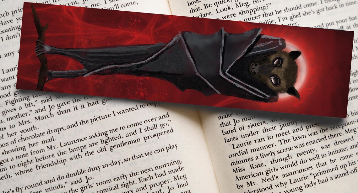 Bat Bookmark- Printable Bookmark, Dark Art, Dark Academia, Gothic ...