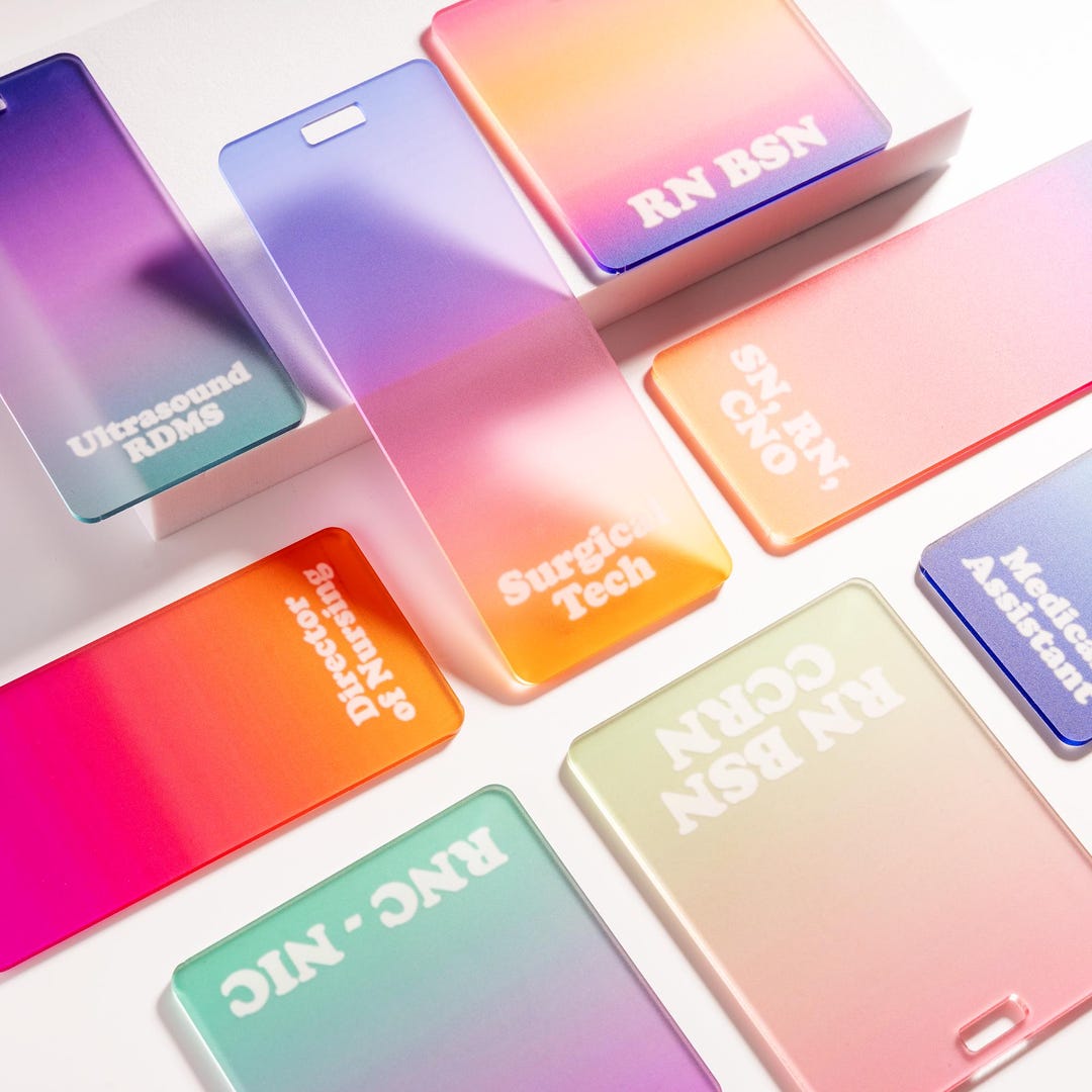 Custom Gradient Badge Buddy, Colorful Acrylic ID Tags Gift for ...