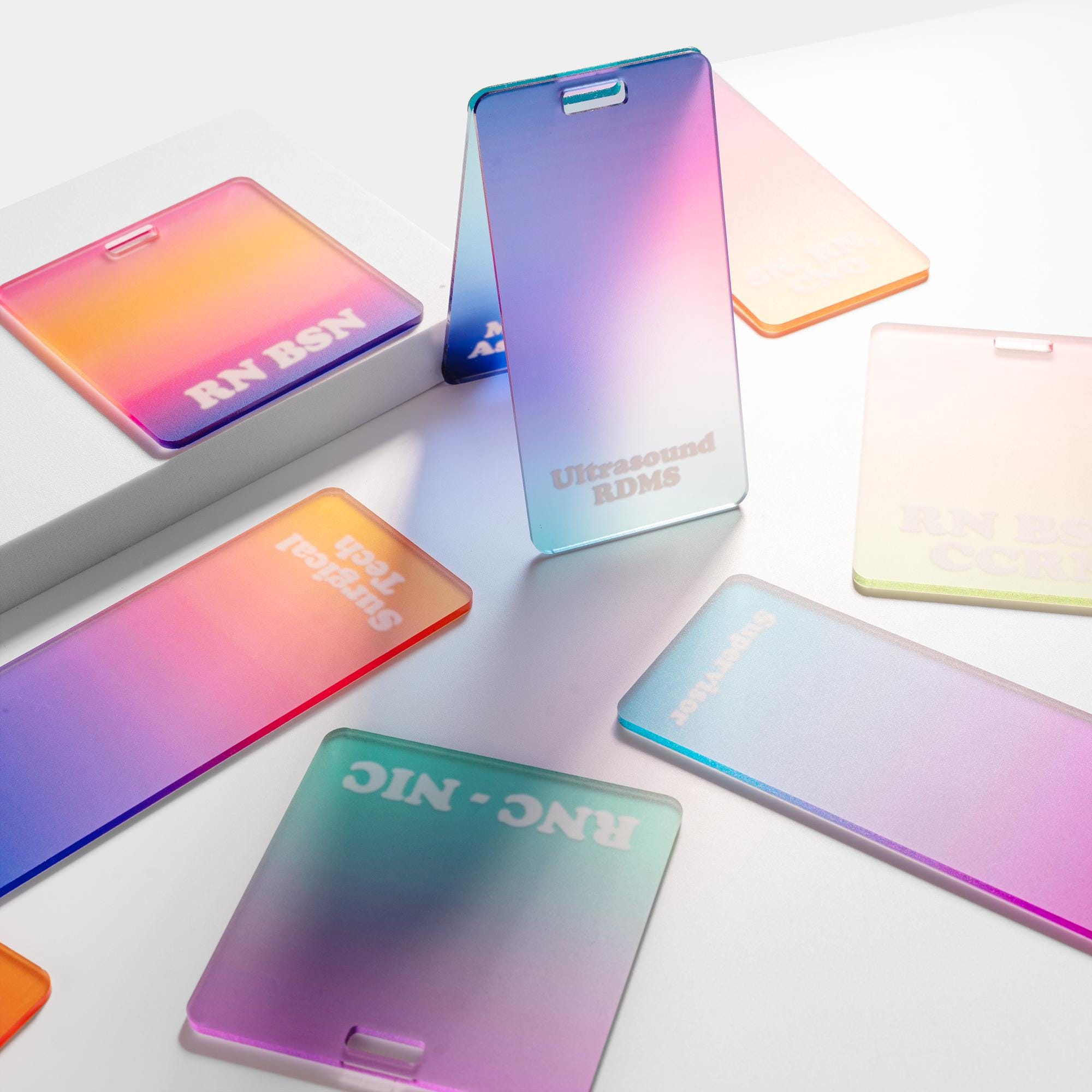 Custom Gradient Badge Buddy, Colorful Acrylic ID Tags Gift for ...